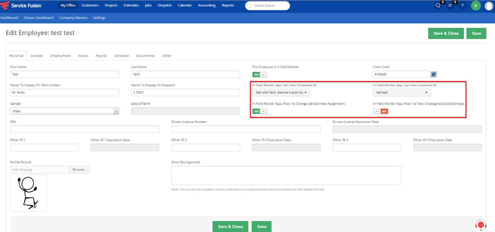 Worker App Permissions – Service Fusion