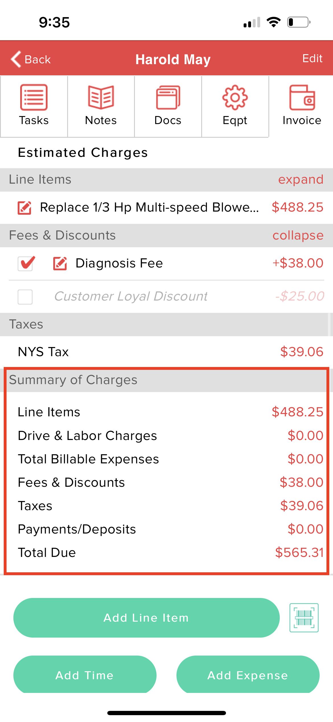 Enhancements to Add Line Item Functionality – Service Fusion